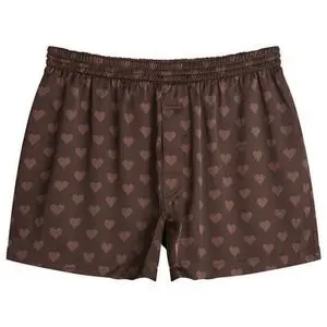 SKIMS Sateen Sleep Boxers - Cocoa Heart Halfdrop