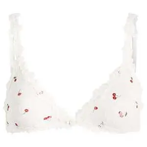 SKIMS Stretch Lace Triangle Bralette - Ivory Cherry Print