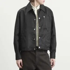 AMI Paris Denim Jacket With De Coeur Stud - Noir