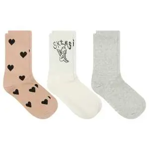 SKIMS Ribbed Crew Sock 3-pack - Spaced Hearts Multi