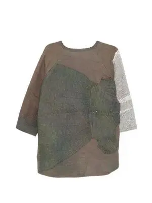 By Walid Patchwork Button T-shirt