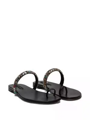 Casadei Vegas Beaded Flat Sandals