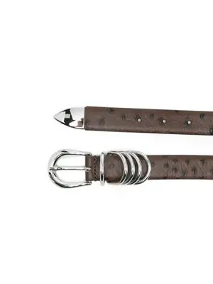 DEHANCHE Hollyhock Ostrich-pattern Leather Belt