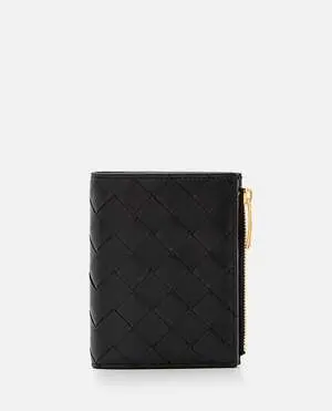 Bottega Veneta Woven Leather Card Holder - Black