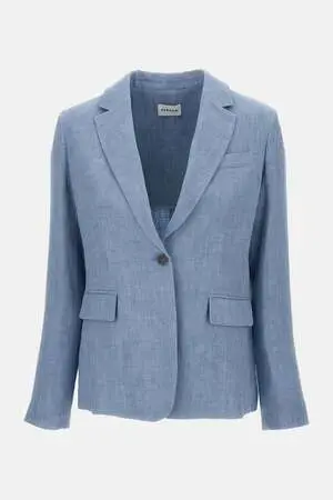 PAROSH Linen Blend Blazer - Azzurro