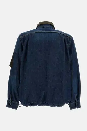 Sacai Denim And Nylon Twill Jacket - Blu