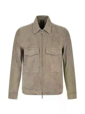 GIORGIO BRATO Pointed-collar Suede Jacket - Neutrals