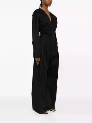 THELATEST V-neck Long-sleeved Jumpsuit - Black