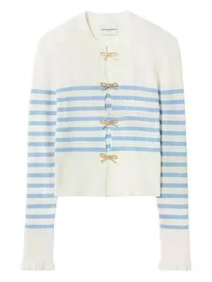 Claudie Pierlot Striped Bow-embellished Top - White