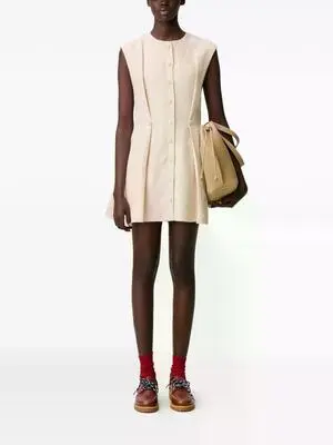 Claudie Pierlot Buttoned Striped Mini Dress - Neutrals