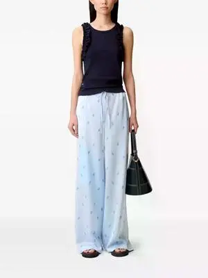 Claudie Pierlot Sleeveless Cotton T-shirt With Embroidered Detail