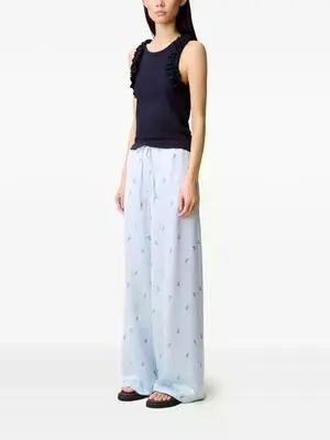 Claudie Pierlot Sleeveless Cotton T-shirt With Embroidered Detail