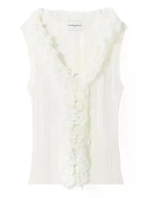 Claudie Pierlot Ruffled Ribbed Top