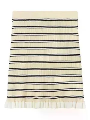 Claudie Pierlot Striped Mini Skirt With Ruffled Hem - Neutrals
