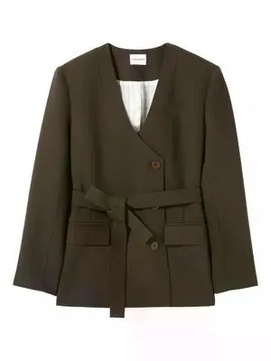 Claudie Pierlot Belted Double-breasted Blazer