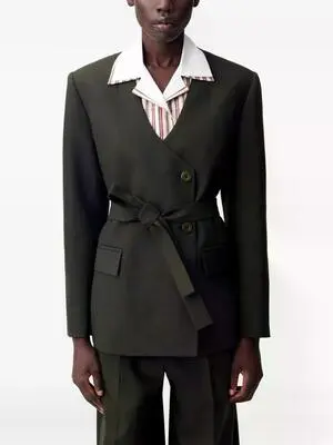 Claudie Pierlot Belted Double-breasted Blazer