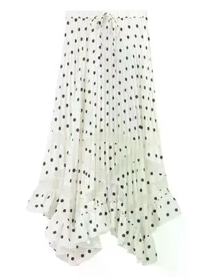 Claudie Pierlot Polka-dot Midi Skirt With Lace Band - White