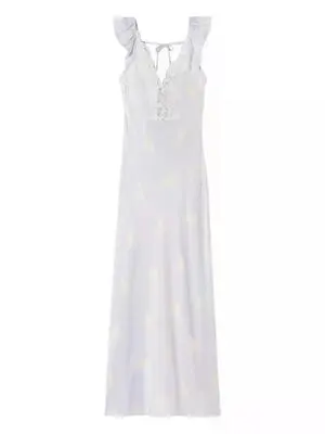 Claudie Pierlot Lace Trim Floral Print Maxi Dress - Blue
