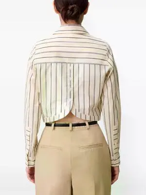Claudie Pierlot Striped Cropped Poplin Shirt