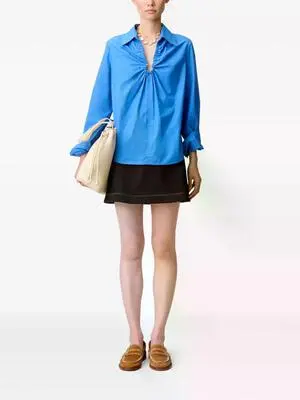 Claudie Pierlot Wide V-neck Blouse With Gathered Detail