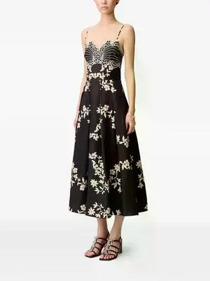 Claudie Pierlot Floral Embroidered Midi Dress