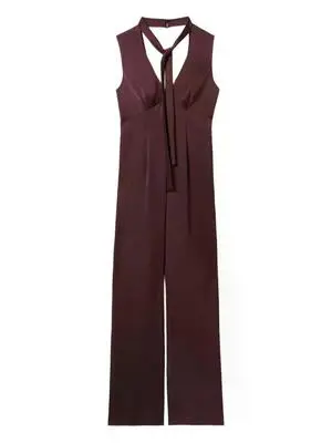 Claudie Pierlot Tie-neck Sleeveless Jumpsuit - Red