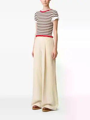Claudie Pierlot Button-detailed Striped Trousers - Neutrals