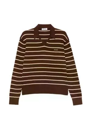 Miu Miu Striped V-neck T-shirt