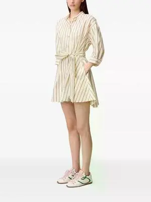 Claudie Pierlot Fitted Cotton Shirt Dress With Mao Collar And 3/4 Sleeves