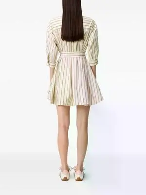 Claudie Pierlot Fitted Cotton Shirt Dress With Mao Collar And 3/4 Sleeves