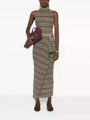 Nanushka Striped Draped Midi Skirt