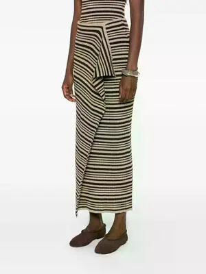 Nanushka Striped Draped Midi Skirt