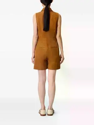 Claudie Pierlot Sleeveless Leather Jumpsuit - Brown