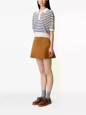Claudie Pierlot Striped Embroidered Logo Polo Top - Neutrals