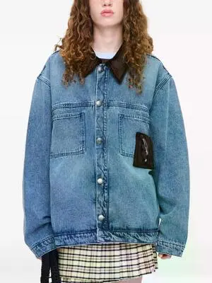 CHARLES JEFFREY Denim Jacket With Corduroy Collar - Blue