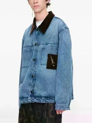 CHARLES JEFFREY Denim Jacket With Corduroy Collar - Blue