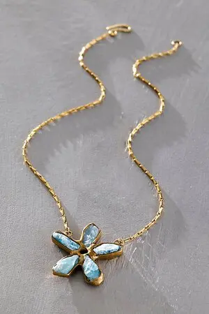 EMILIE SHAPIRO Forget-me-not Pendant Necklace - Aquamarine/brass