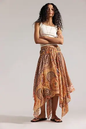 Scarf Print Midi Skirts