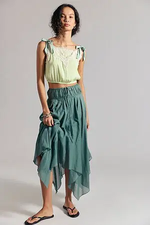 Free People Asymmetrical Handkerchief Hem Skirt - Teal