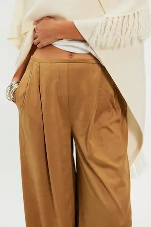 Norma Kamali Pleated Faux Suede Trousers