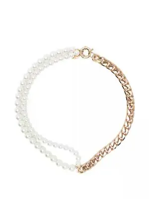 N°21 Faux-pearl Chain-detail Necklace - Gold