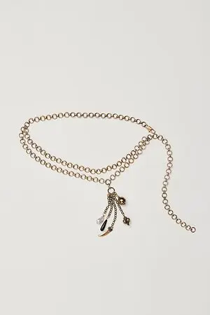 Free People Wild Card Charm Chain Belt - Gold Rush