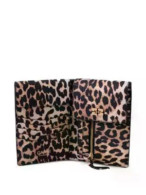 GANNI Leopard-print Flap Wallet