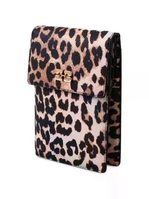 GANNI Leopard-print Flap Wallet