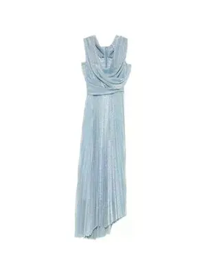 Talbot Runhof Draped Pleated Midi Dress