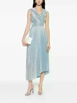Talbot Runhof Draped Pleated Midi Dress