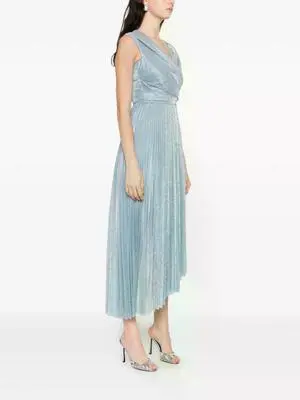 Talbot Runhof Draped Pleated Midi Dress