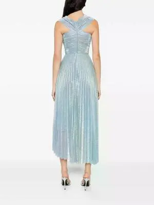 Talbot Runhof Draped Pleated Midi Dress