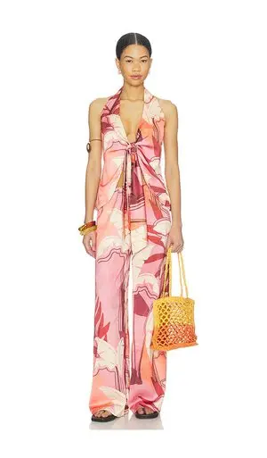 SEVEN WONDERS Kaeli Tie Front Halter Top