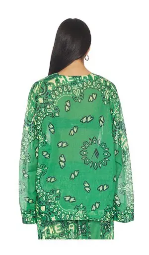 Attico Printed V-neck Flare Sleeve Top